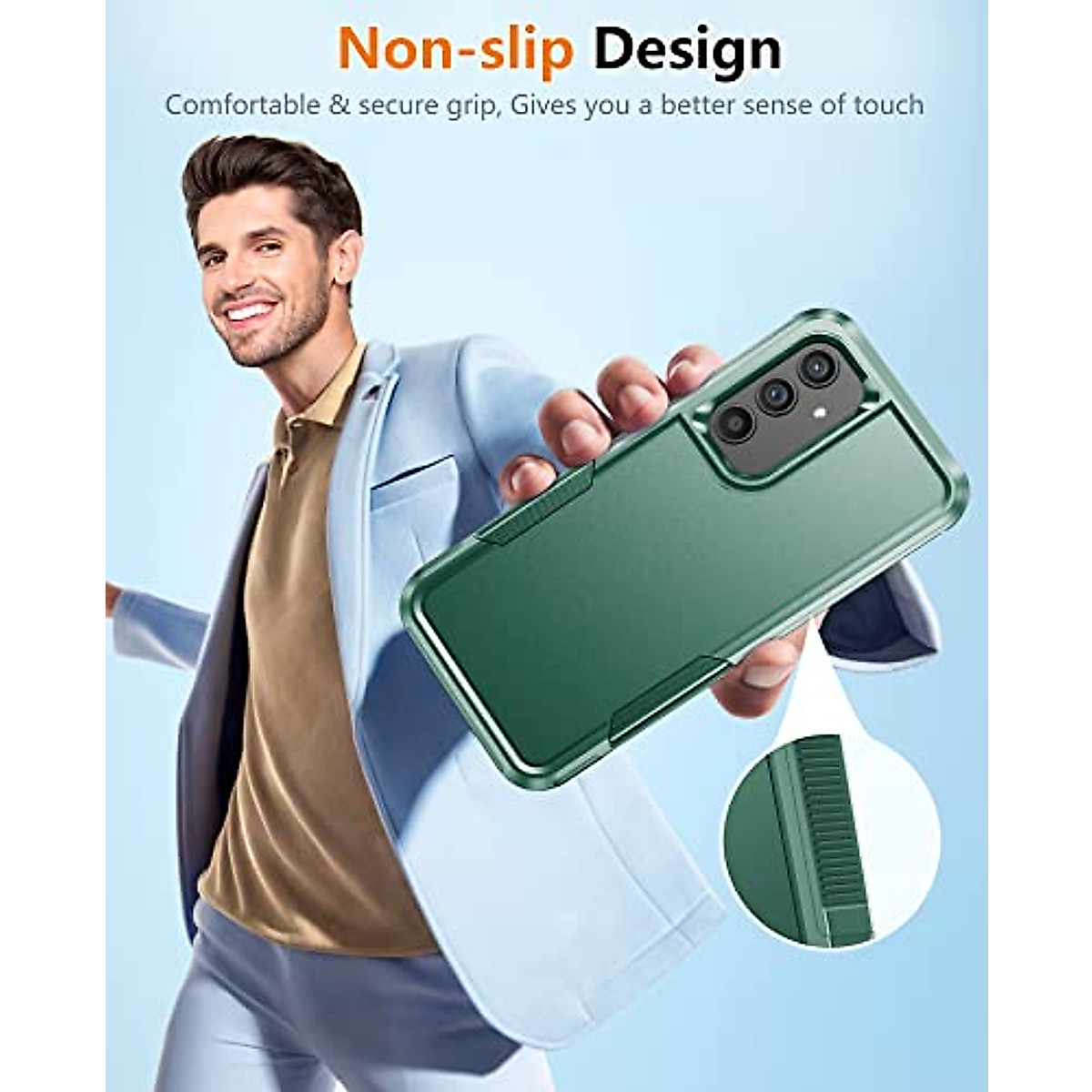 JXVM for Samsung Galaxy A54 5G Case: Shockproof Dual Layer Tough Phone Cover Protective with Tempered Glass Screen Protector Rugged - Military Grade Heavy Duty Protection, 6.4inch, 2023 (Dark Green)