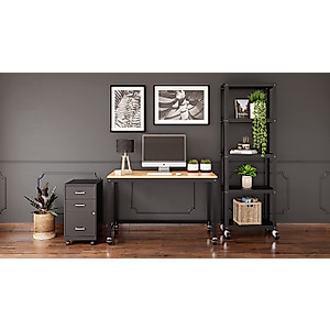 Space Solutions RTA 72-inch High Mobile 5-Shelf Metal Bookcase Black