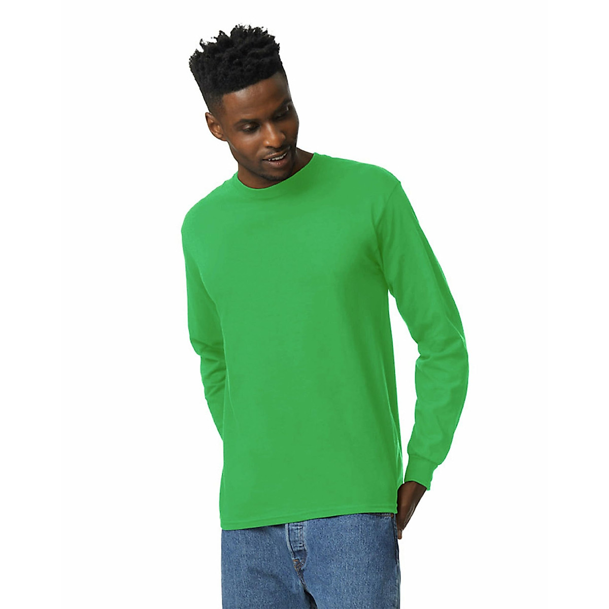 Gildan Men's Ultra Cotton Long Sleeve T-Shirt, Style G2400, Multipack, Irish Green (2-Pack), Large