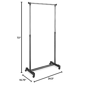Whitmor Ebony Chrome Adjustable Garment Rack
