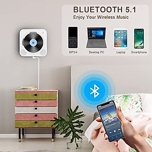 CD Player Portable with Bluetooth - Wall Mountable & Desktop Stand CD Players Music Player Home Audio Boombox with Remote Control FM Radio Built-in HiFi Speakers LCD Display MP3 Headphone AUX Jack