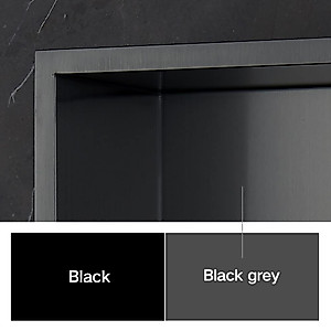 NAVNKA Shower Niche, 16"x20" No Tile Needed, The Insert Storage Rectangle Double Shower Shelf is Easy to Install, Stainless Steel, Black Grey