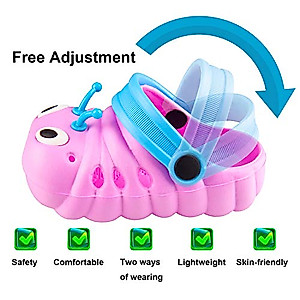 Baby Girls Boys Sandals Kid's Cute Lightweight Shoes Summer Premium Cartoon Sandals Children Caterpillar Non-Slip Beach Water Clogs Shoes Garden Slipper(Pink,7) S24