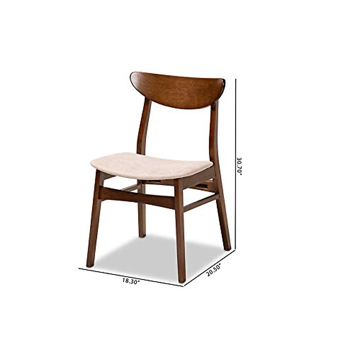 Baxton Studio Parlin Mid-Century Modern Transitional Light Beige Fabric Upholstered and Walnut Brown Finished Wood 4-Piece Dining Chair Set