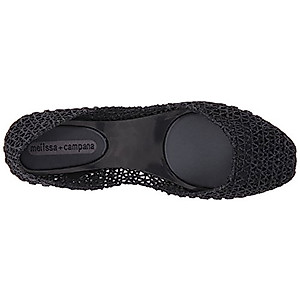 Melissa Women's Campana Papel Vii Ballet Flat, Black Glitter, 5 M US