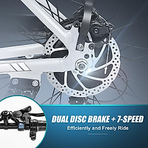 ANCHEER Electric Bike for Adults, 48V 500Wh EBike, UP to 60 Miles, Removable Battery, Fast-Charge, 26" Commuter Electric Bicycles, 7-Speed, LCD Digital Display, Suspension Fork, Cruise Control, UL2849