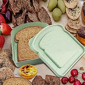 Sandwich Containers, 4 Pcs Sandwich Containers for Lunch Boxes Toast Shape Sandwich Box Reusable Food Storage Box with Lid for Lunch Prep Bread Snack Meal Microwave Dishwasher Safe (Colorful)
