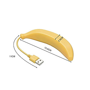 Sudroid High Speed USB 2.0 Hub 4 Port Portable Splitter Cable Adapter Creative Extender Adorable Fruit Vegetable Shape Design for PC Mac Laptop Notebook (Banana)