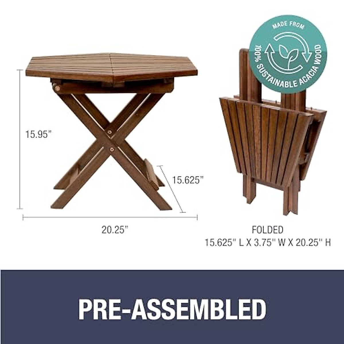 CleverMade Tamarack Folding Table - Outdoor Patio Furniture Accessory for Home Entertaining in the Patio, Backyard, and Deck, Cinnamon, Small
