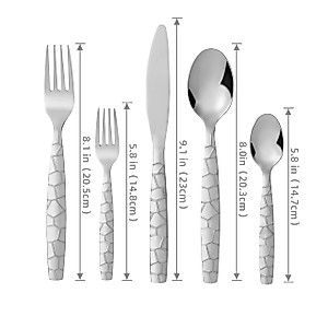Bon Mosaic 20-Piece Stainless Steel Flatware Silverware Cutlery Set, Include Knife/Fork/Spoon, Mirror Polished, Dishwasher Safe, Service for 4