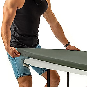 moty Folding Table Cover, Polyester Fitted Waterproof Outdoor Tablecloth Protector with Elastic for Rectangle Picnic Tables, Washable, Wrinkle Resistant, for Patio, Parties, Camping