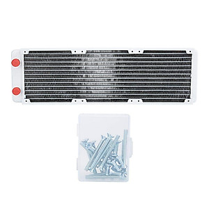 360mm Water Cooling Radiators, 12 Pipe Heat Exchanger Radiators, Copper Computer Radiators for PC CPU Computer Water Cool System, G1/4 Thread, Easy Installation, White