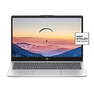HP 14 inch Laptop, HD Display, AMD Athlon Gold 7220U, 4 GB RAM, 128 GB SSD, AMD Radeon Graphics, Windows 11 Home in S Mode, 14-em0010nr (2023),Silver