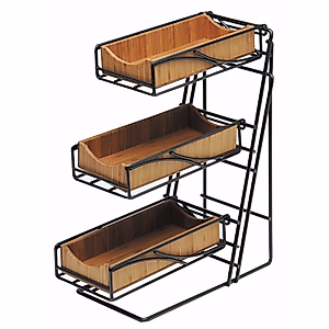 Cal-Mil 1235-60 Black Frame Bamboo Flatware/Condiment Display