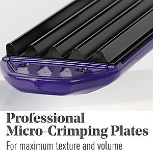 MBHAIR Ceramic Crimper Iron for Volumizing Fluffy Hairstyle, Corrugation Crimper Hair Iron, Anti Static Ceramic Hair Crimping Iron Adjust Temperature (Purple)