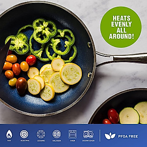 Granitestone Blue 12 Inch Non Stick Frying Pans Nonstick Skillet with Mineral and Diamond Triple Coated Surface, Nonstick Frying Pan, Nonstick Pan, Oven/Dishwasher Safe Non Stick Pan, 100% Non Toxic