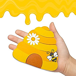 K1tpde 3PCS Farmhouse Honey Bee Tiered Tray Sign, Wooden Honey Bee Tiered Tray Sign Decoration, Bee Sign Kitchen Table Decor, Wooden Honey Sign for Garden Party Decor, Bee Happy Kitchen Decor