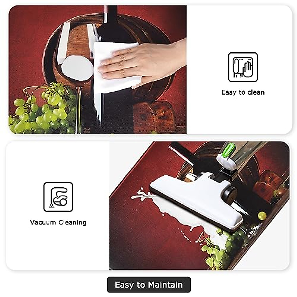 Alishomtll 2 PCS Kitchen Rugs and Mats, Farmhouse Kitchen Rugs Sets of 2, Red Wine Floor Mat, Cushioned Anti Fatigue Non Slip Washable Kitchen Mats for Floor (17.3"x30"+17.3"x47")