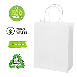 Packanewly Kraft Paper Bags with Handles, 105 PCS White - Eco-Friendly Gift Bags - Mixed Sizes: Small, Medium & Large for Retail, Gift, Shopping, Wedding, Birthday & Parties