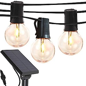 Brightech Ambience Pro Solar Powered LED Outdoor String Lights - 27 Ft Commercial Waterproof Patio Lights with Edison Bulbs - Durable String Lights for Outside, Backyard, Porch - 1W, Soft White