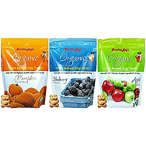 Grandma Lucy's Organic Baked Treat for Dogs, Mixed 3 Packs x 14 Oz - Apple, Pumpkin and Blueberry Flavors