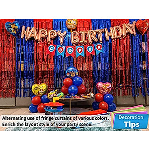 Moohome 2 Pack 3ft x 8ft Red Foil Curtains Metallic Tinsel Fringe Curtains Shimmer Door Window Curtain Backdrop for Birthday Wedding Bridal Shower Photo Booth Party Decorations