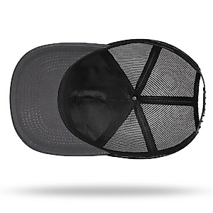 SIBOSHA American Flag Trucker Hat - Baseball Cap for Men & Women, Breathable Mesh, Adjustable Snapback Closure Dark Gray/Black