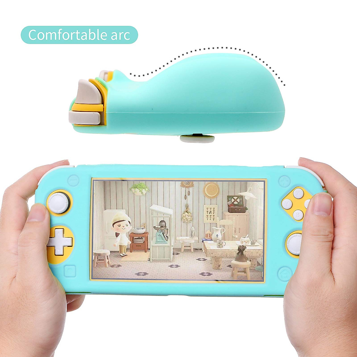Switch Lite Coral Accessories, Soft Silicone Case for Nintendo Switch Lite with Screen Protector and 6 Thumb Grips - Coral