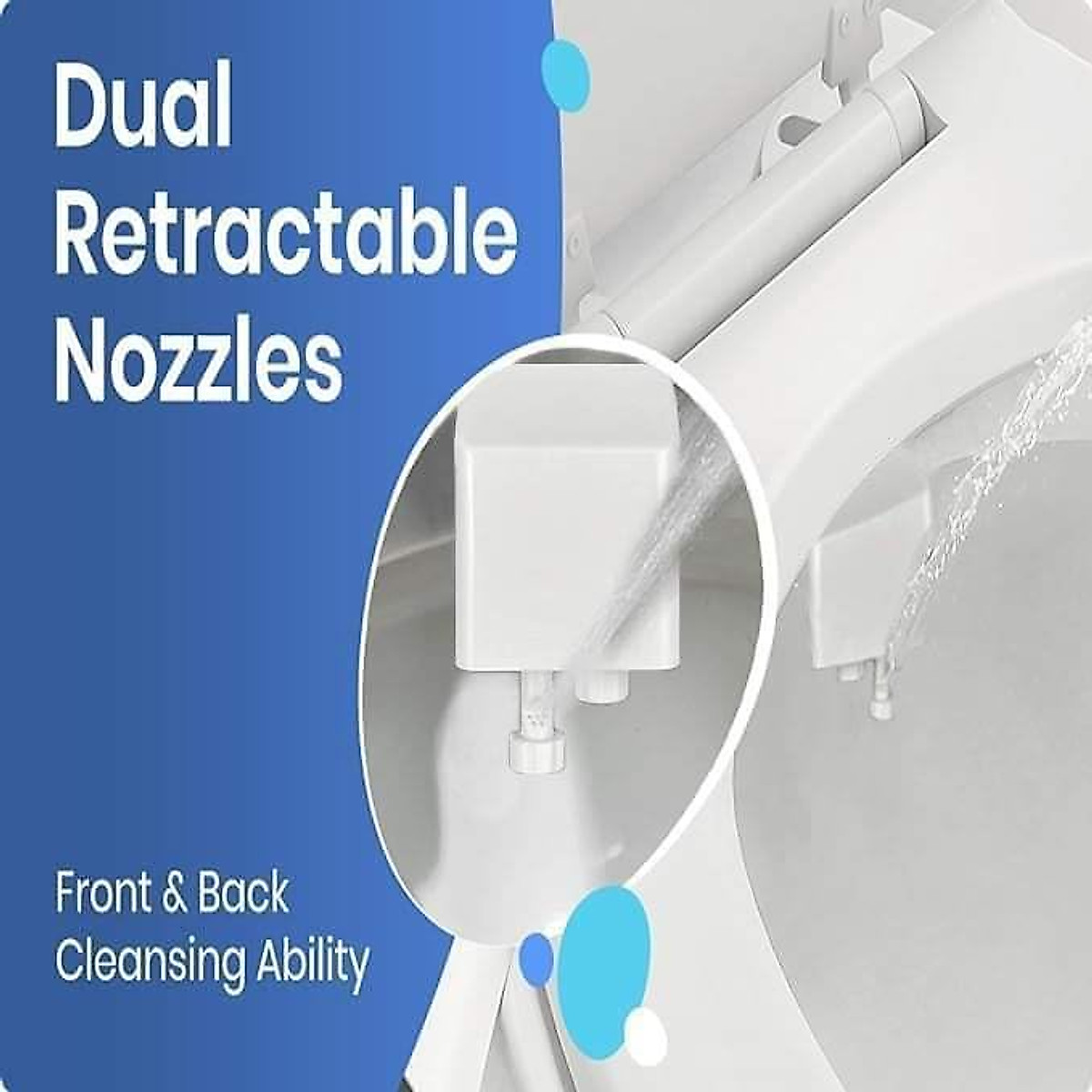 BIDETØASIS Bidet Double-Nozzle Non-Electric Bidet for Toilet, with Front and Rear Washing Functions as Well as a self-Cleaning Mechanism. Adjustable Water Pressure. Easy to Install. (Black)