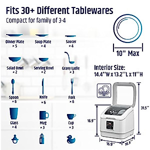 Razorri Countertop Automatic Dishwasher DOE with Inlet Hose, 7 Washing Modes, Air Dry, Anti-Leak Design, Fruit & Vegetable Cleaning, Baby Product Sterilization, Compact for Apartment, Dorm Room, RV