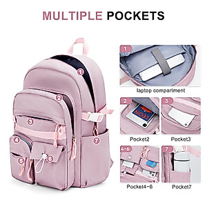 weradar Aesthetic College Backpack Women,Students Casual Travel Daypacks,High School Bookbags For Teen Girls,Cute School Backpack With Lots of Pockets(purple)
