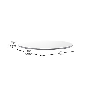Flash Furniture 36" Round Table Reversible Laminate Top, White/Gray