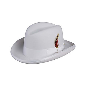 Godfather Homburg Fedora Hat in White (X-Large = 24")