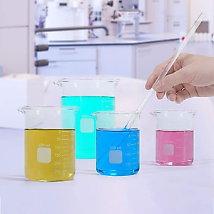 7 Pcs PTFE Magnetic Stirrer Mixer Stir Bar Spinbar Stirring Graduated Glass Measuring Low Form Beaker Set 50ml 100ml 250ml 400ml 600 ml