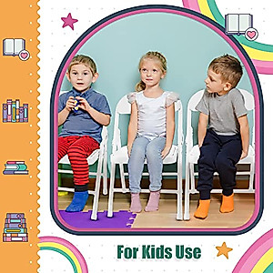 Queekay Kids Folding Chairs with Padded Seats and Backrest Foldable Steel Frame Kids Foldable Chair for Children Toddler Study Indoor Classroom Desk Tables Event Banquet Wedding (White)