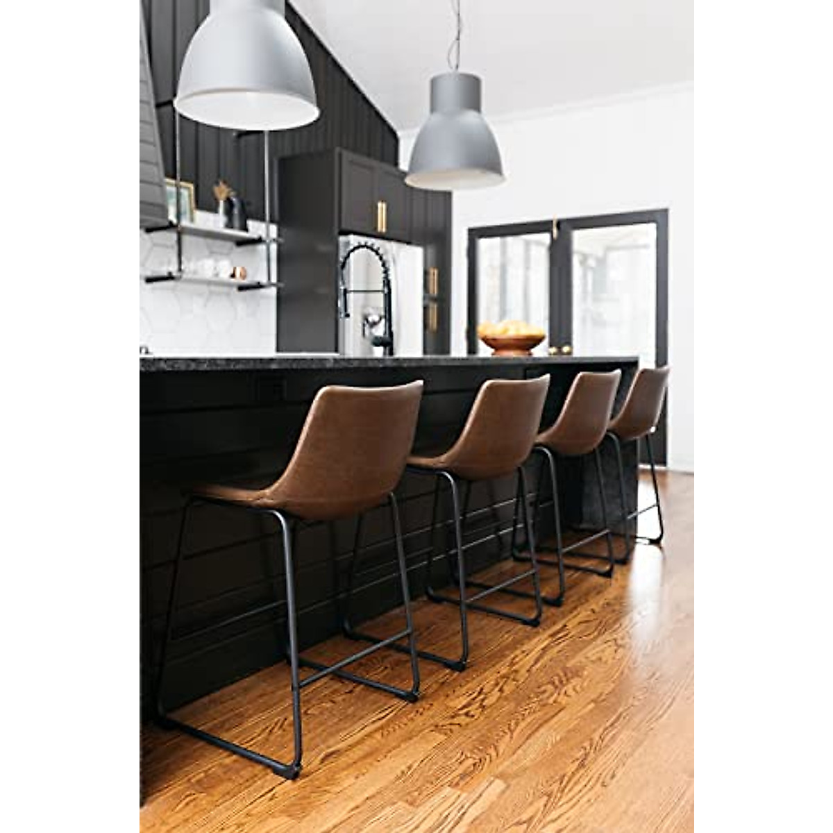 Signature Design by Ashley Centiar 24" Counter Height Modern Bucket Barstool 2 Count, Brown