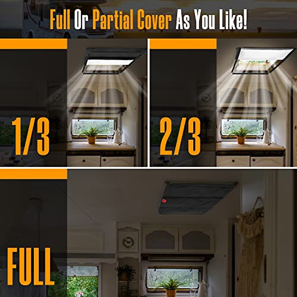 BOYISEN RV Skylight Window Shade -16 x16 inch RV Velcro Blackout Skylight Window Cover UV Protection Camper Trailer Vent Shade Waterpfoof Thickened Oxford Fabric