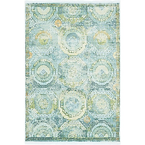 Unique Loom Baracoa Collection Area Rug - Coppelia (4' 3" x 6' 1" Rectangle, Light Blue/ Blue)