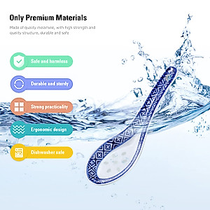 Patelai 10 Pieces Ceramic Soup Spoons Asian Soup Spoons Chinese Style Blue and White Porcelain Soup Spoons Reusable Table Spoons Dinner Spoons for Ramen Pho Wonton Dumpling