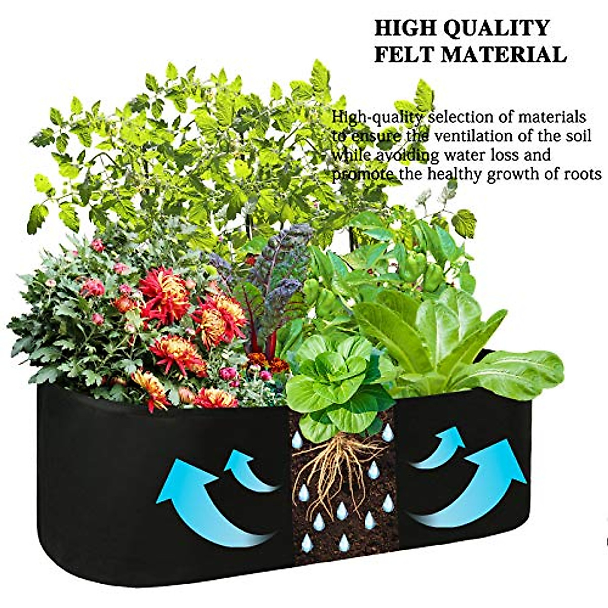 Pannow Fabric Raised Planting Bed, Garden Grow Bags Herb Flower Vegetable Plants Bed Rectangle Planter for Plants Flowers and Vegetables (2ft x 4ft)