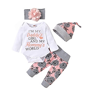 Yvowming Newborn Baby Girl Clothes Infant Baby Ruffle Romper +Pants + Headband Toddler Girl Outfits Set