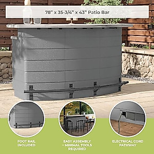 Suncast Backyard Oasis Entertainment Pull-Out Drawers and Shelving Space, Water-Resistant Outdoor Food and Bar Unit, Gray