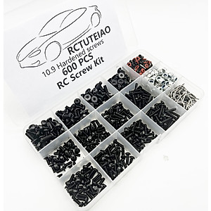 RC Car Tool Stand Repair Work RC Screws Kit 600PCS & RC Screwdrivers and Screws Pallet Kit 360 Degree Rotation for 1/8 1/10 1/12 1/16 1/18 RC Car Truck Crawler (Black)