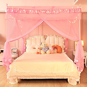 Hptmus Canopy Bed Curtains - Bed Canopy for Girls Bed Curtains Princess Bed Canopy Bed Canopy Curtains Canopy for Bed Drapes Birthday Present Adults Girls Room Decor(Twin, Pink)
