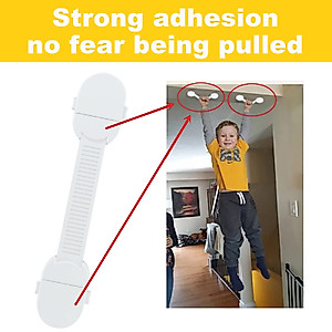 Child Safety Cabinet Locks, (10 Pack) Baby Proofing Cabinet Latches for Kitchen Closet, Drawers, Toilet Seat, Fridge, Oven 3M Adhesive, No Drilling Required, Easy Installation (White)