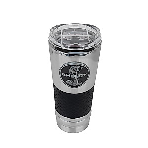 Carroll Shelby® Double-Walled Insulated Stainless-Steel 24 oz Tumbler Mug | Vacuum Insulation | Accommodates Hot or Cold Drinks | Spill-proof Threaded Snap Fit Lid | Matching Silicone Grip