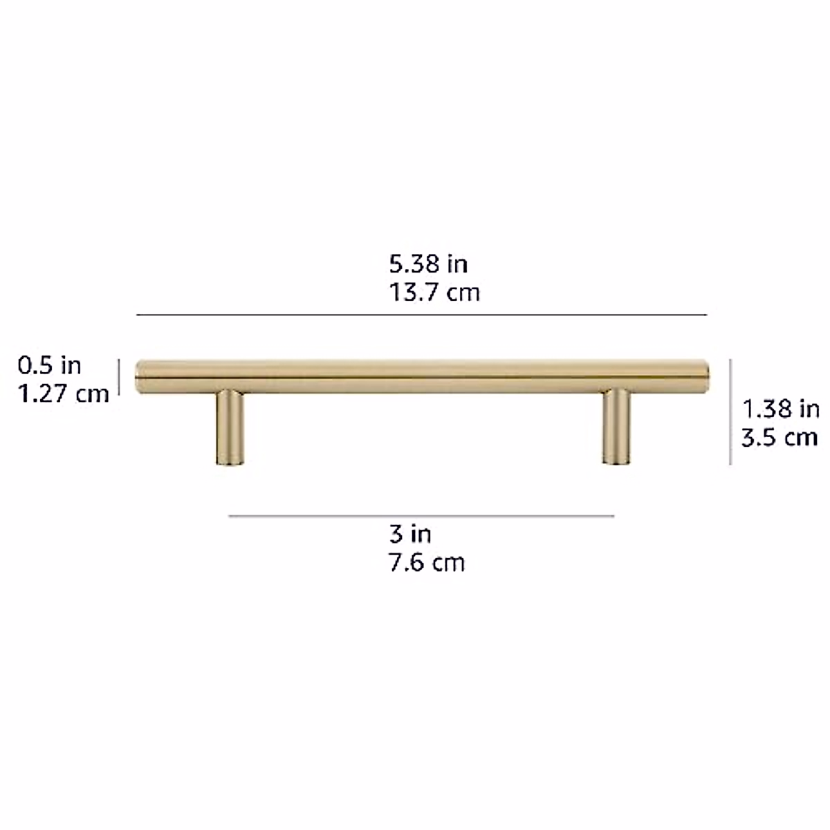 Amazon Basics Euro Bar Cabinet Handle (1/2-inch Diameter), 5.38-inch Length (3-inch Hole Center), Golden Champagne, 25-pack