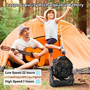 Camping Fan, Portable Camping Fan Rechargeable, Battery Powered Fan Work as Power Bank, Small Ceiling Fan with Lights & 270° Auto Rotation, USB Desk Fan for Camping Outdoor Travel RV Fishing