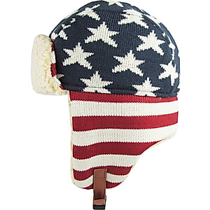 KBW-617 NAV-RED Stars and Stripes America Flag Aviator Trapper hat Trooper Ear Flaps Ushanka Eskimo Warm Winter Cold