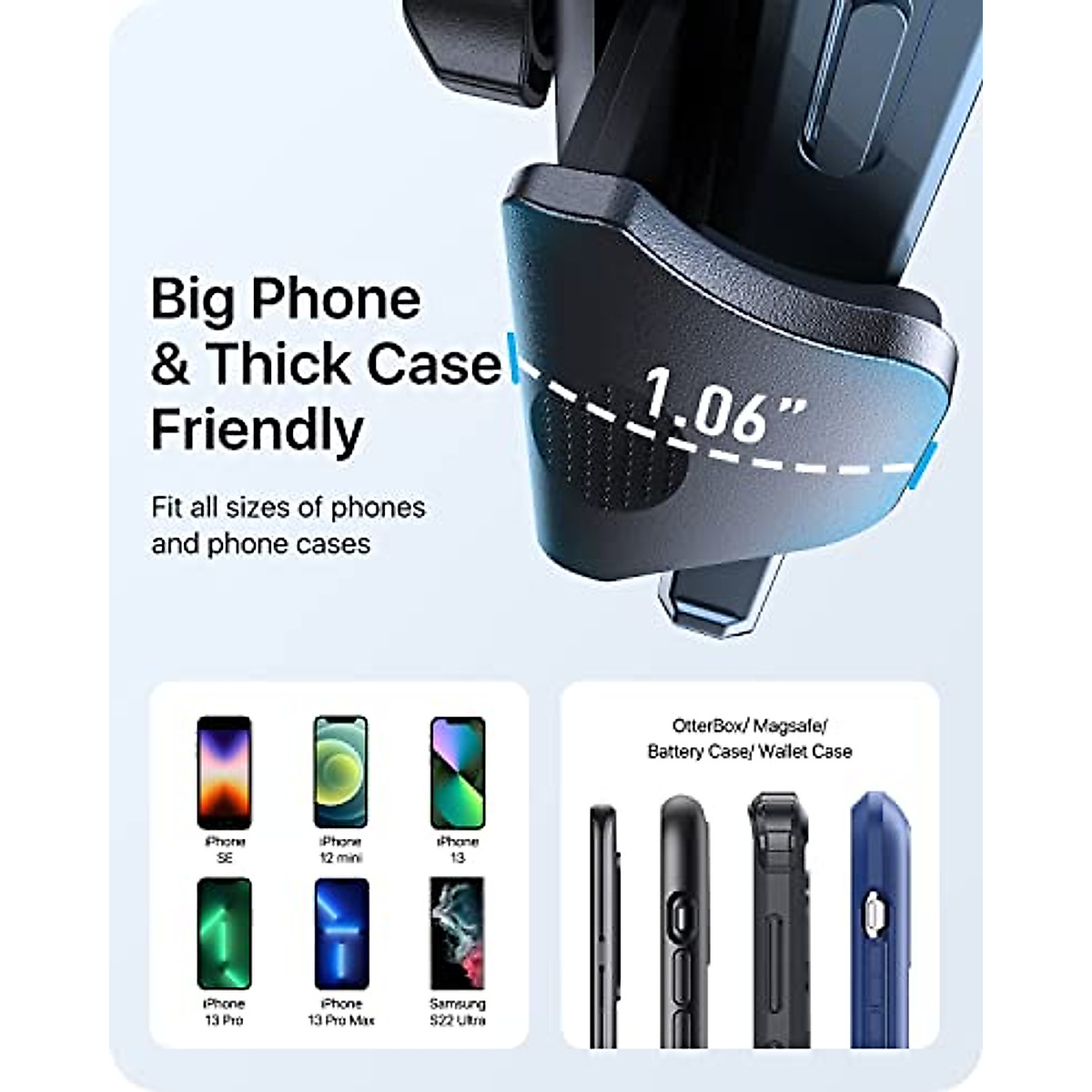 andobil Phone Mount for Car (Bumpy Roads Friendly) Cell Phone Holder Car — Easy Clamp Hands-Free Universal — Fit for Dashboard-Windshield-Vent iPhone 14 13 12 Pro Max, Samsung Galaxy S23 All Phones